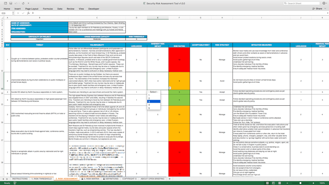 Security Risk Assessment Tool (SRAT) - Open Briefing
